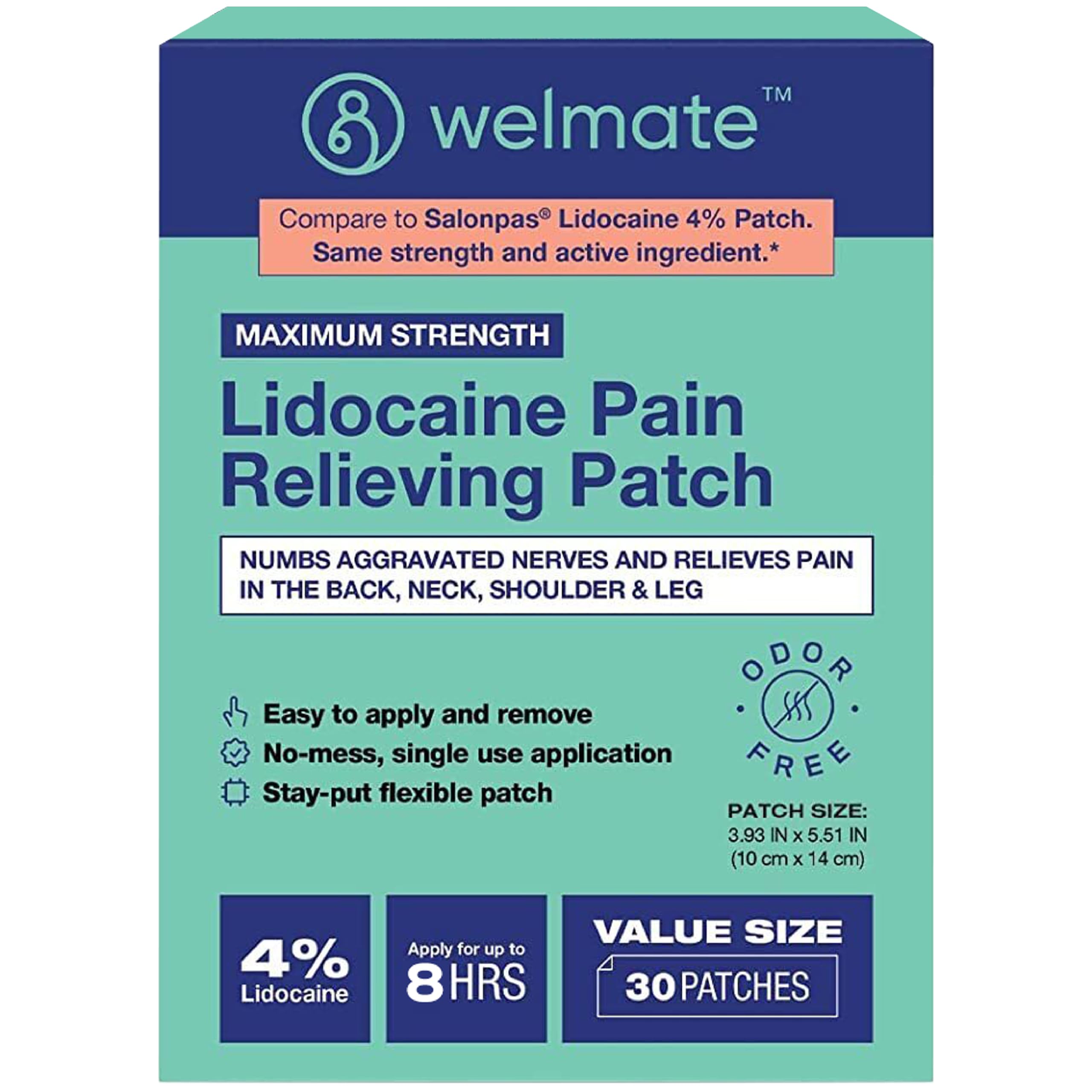 Mua WELMATE | 4% Lidocaine Numbing Patch | Maximum Strength | Temporary Relief of Pain, Back ...