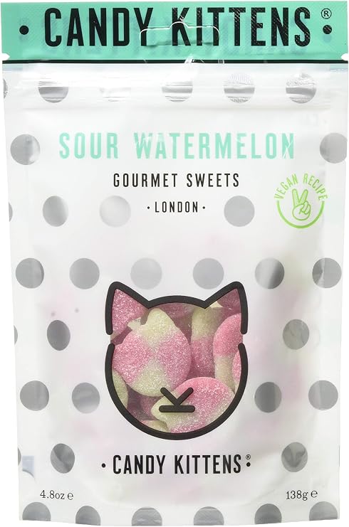 Candy Kittens Sour Watermelon Vegan Sweets - Palm Oil Free, Natural ...