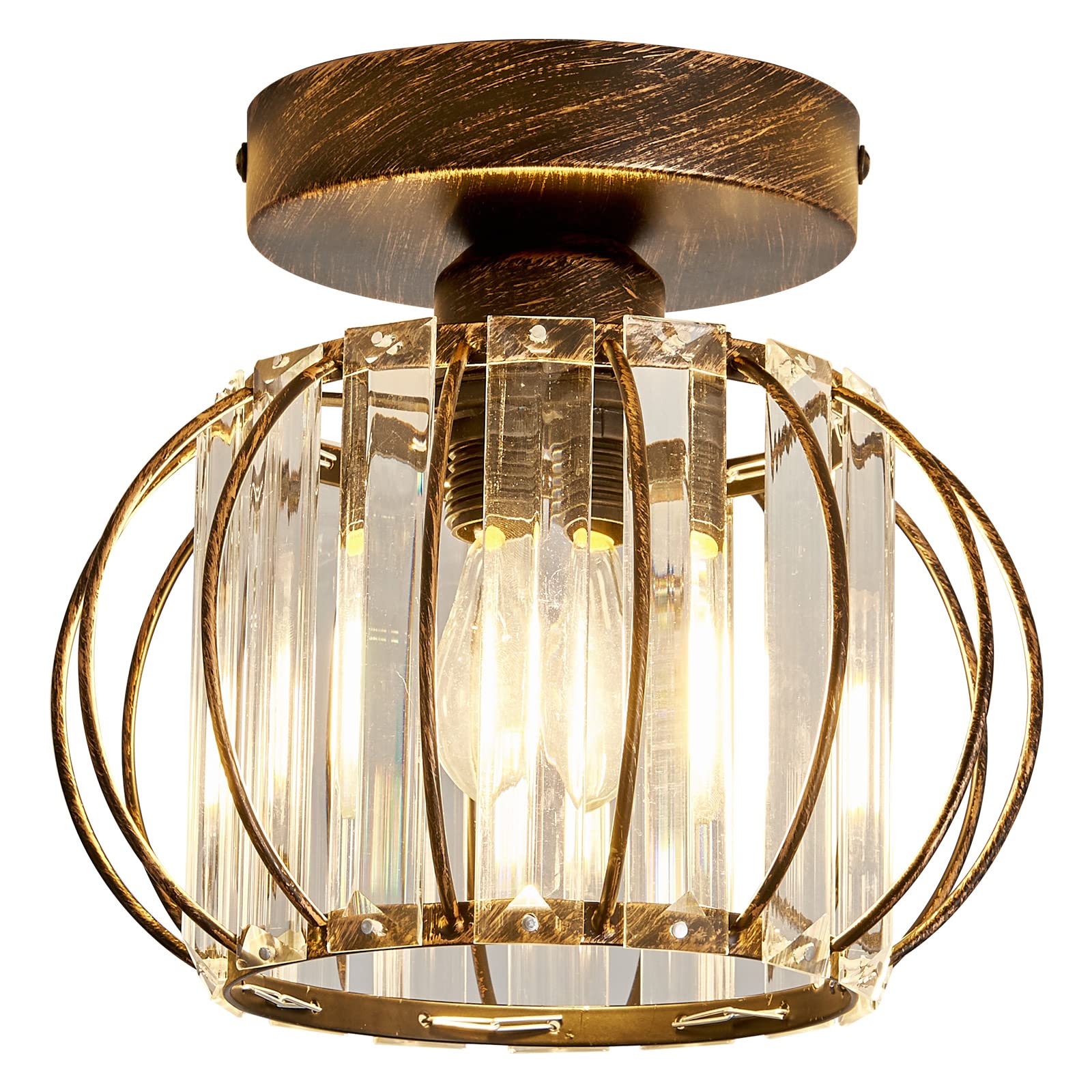 YYJLX Semi Flush Mount Ceiling Light Fixture E26 Mini Crystal ...