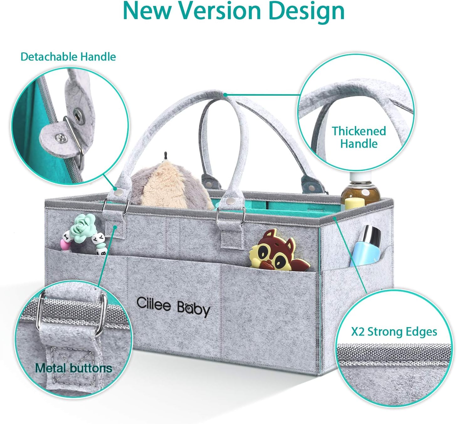 Baby Diaper Caddy Infant Nappy Organizer Nursery Tote Large Storage Bin ...