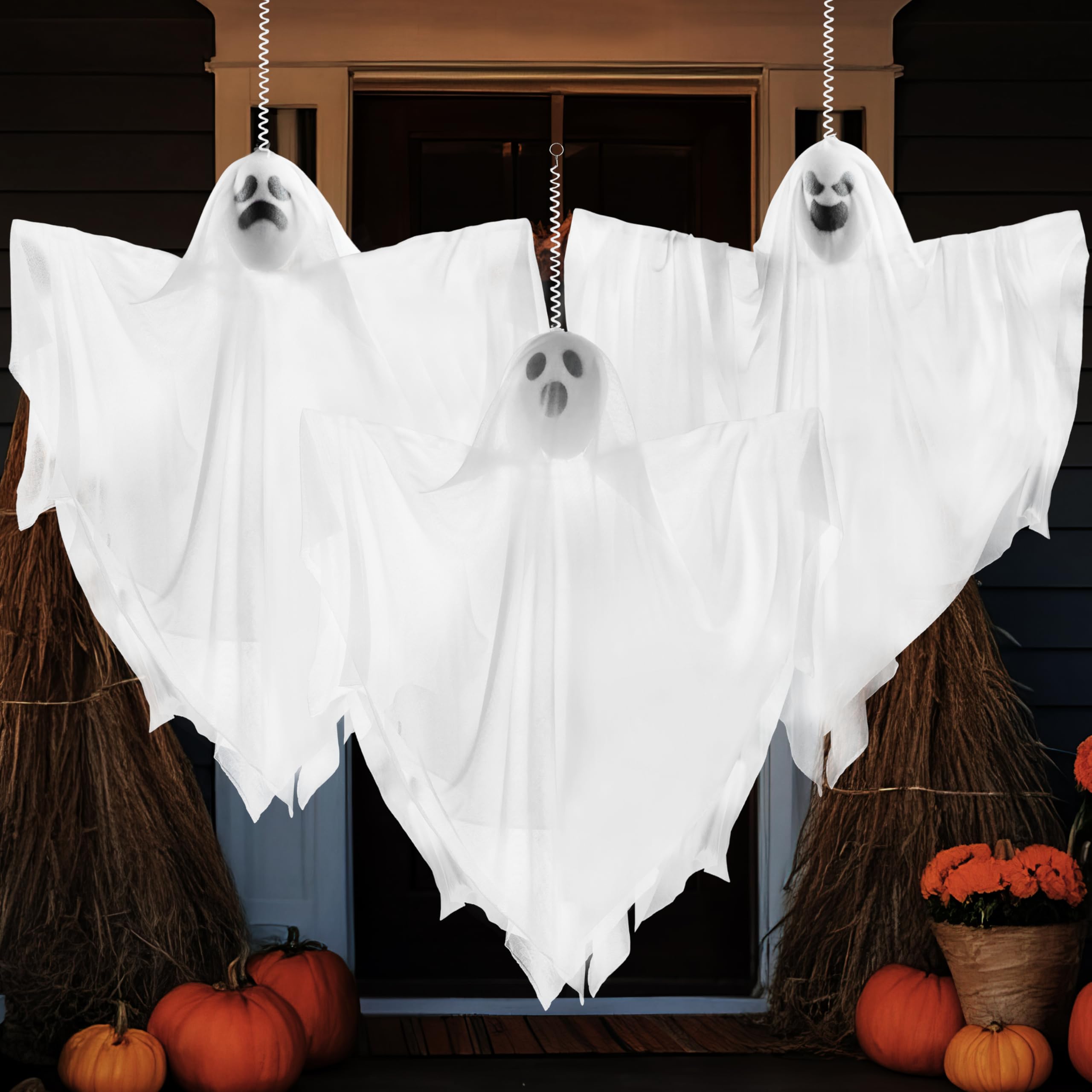 JOYIN 3 Pcs 27.5" Halloween Decorations Outdoor Hanging Ghosts with ...