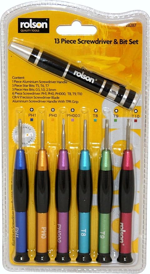 Rolson Tools 28287 Precision Screwdriver Set - 13 Pieces: Amazon.co.uk ...