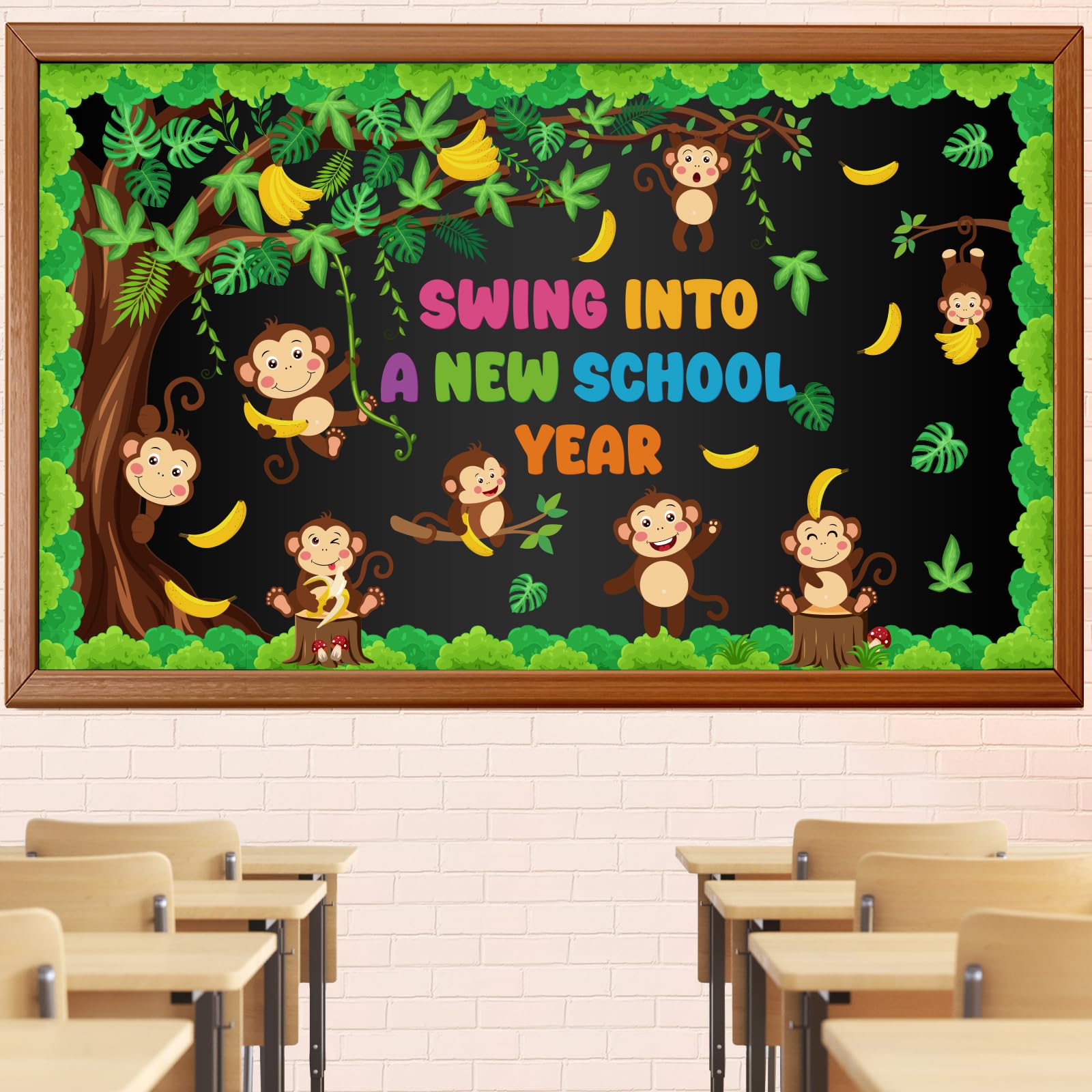 Kepeel Summer Monkey Tree Bulletin Board Set Swing Into A New School ...