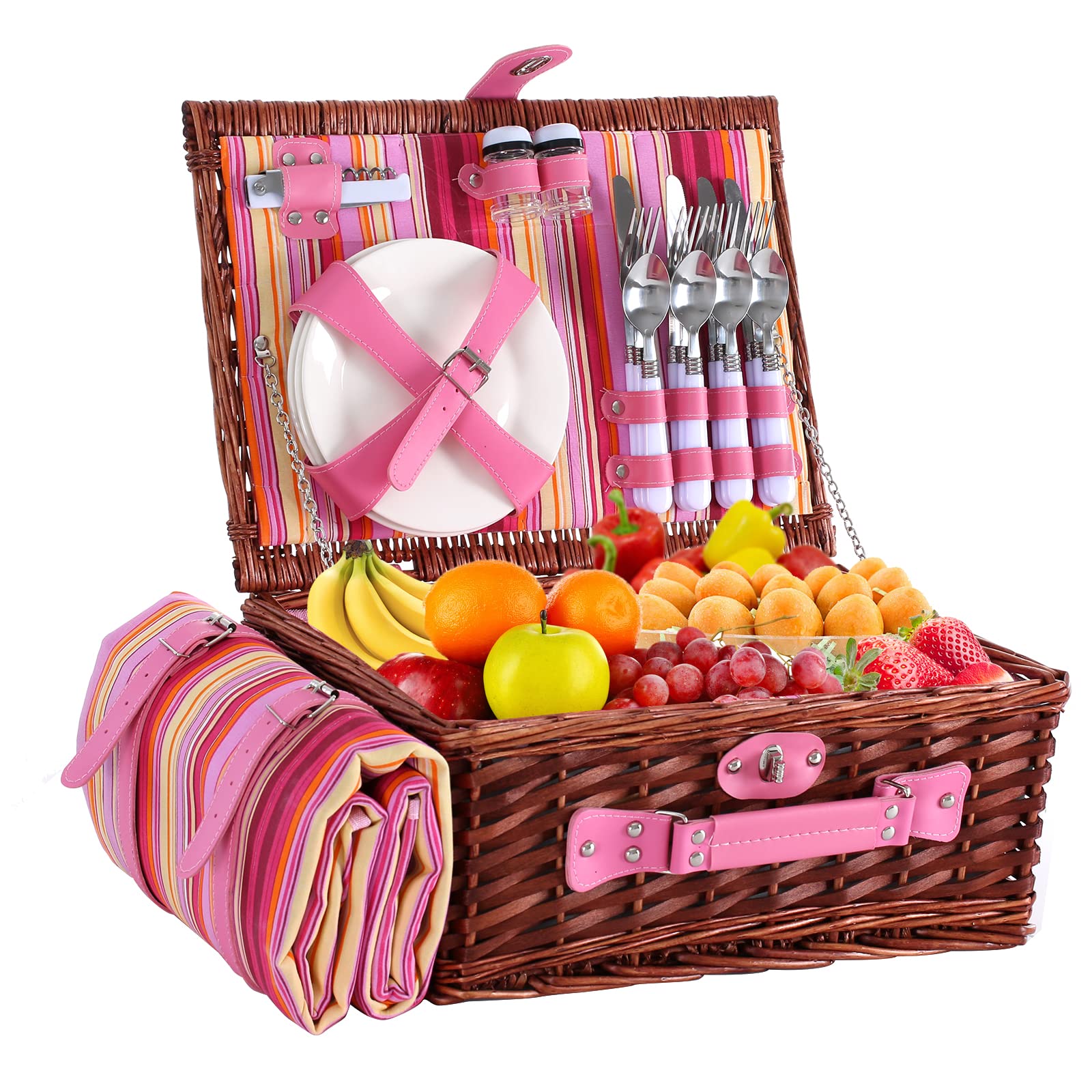 Mua HYBDAMAI Wicker Picnic Basket for 4 with Waterproof Picnic Blanket ...