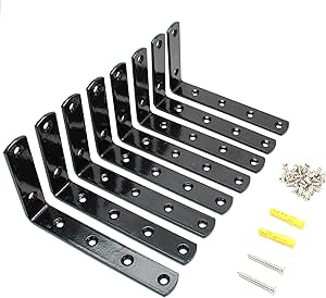 Smartsails 8PCS Black Hard Steel Bracket, L-Shaped Gusset Bracket ...