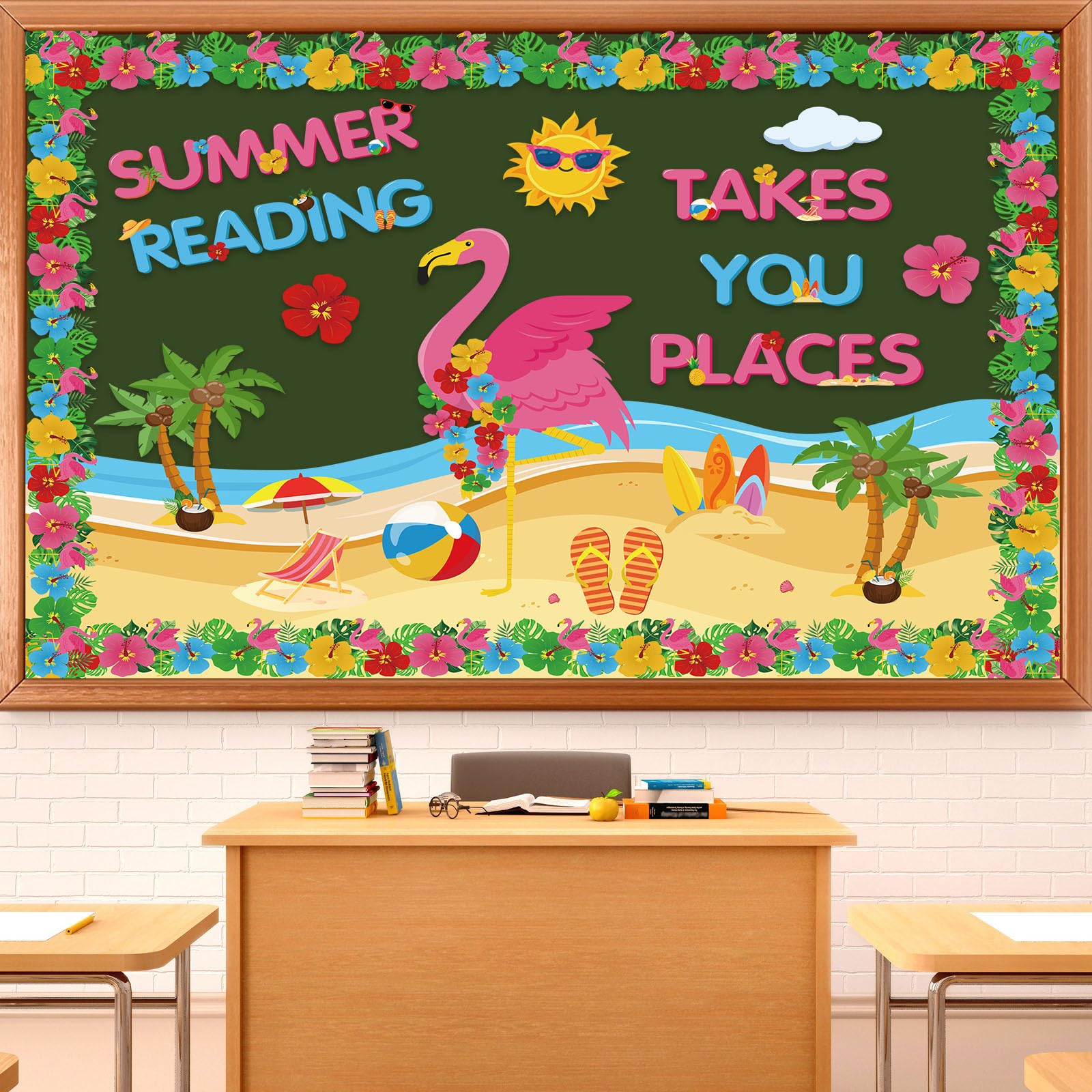 Pasimy Summer Bulletin Board Decorations Set Beach Paper Cutouts Flip ...