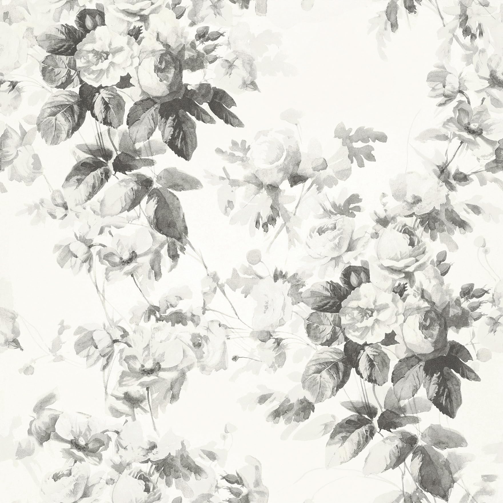 Gray Peel and Stick Wallpaper Floral Contact Paper for Cabinets Flower ...