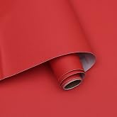 VaryPaper Thick Red Contact Paper 15.7''x78.7'' Matte Red Peel and ...