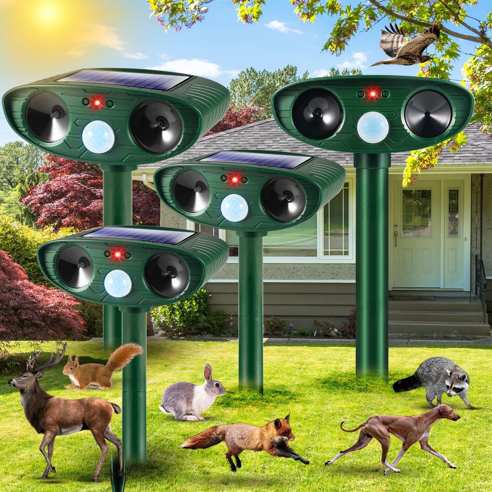 JahyElec Solar Animal Repellent,Ultrasonic Animal Repeller Outdoor ...