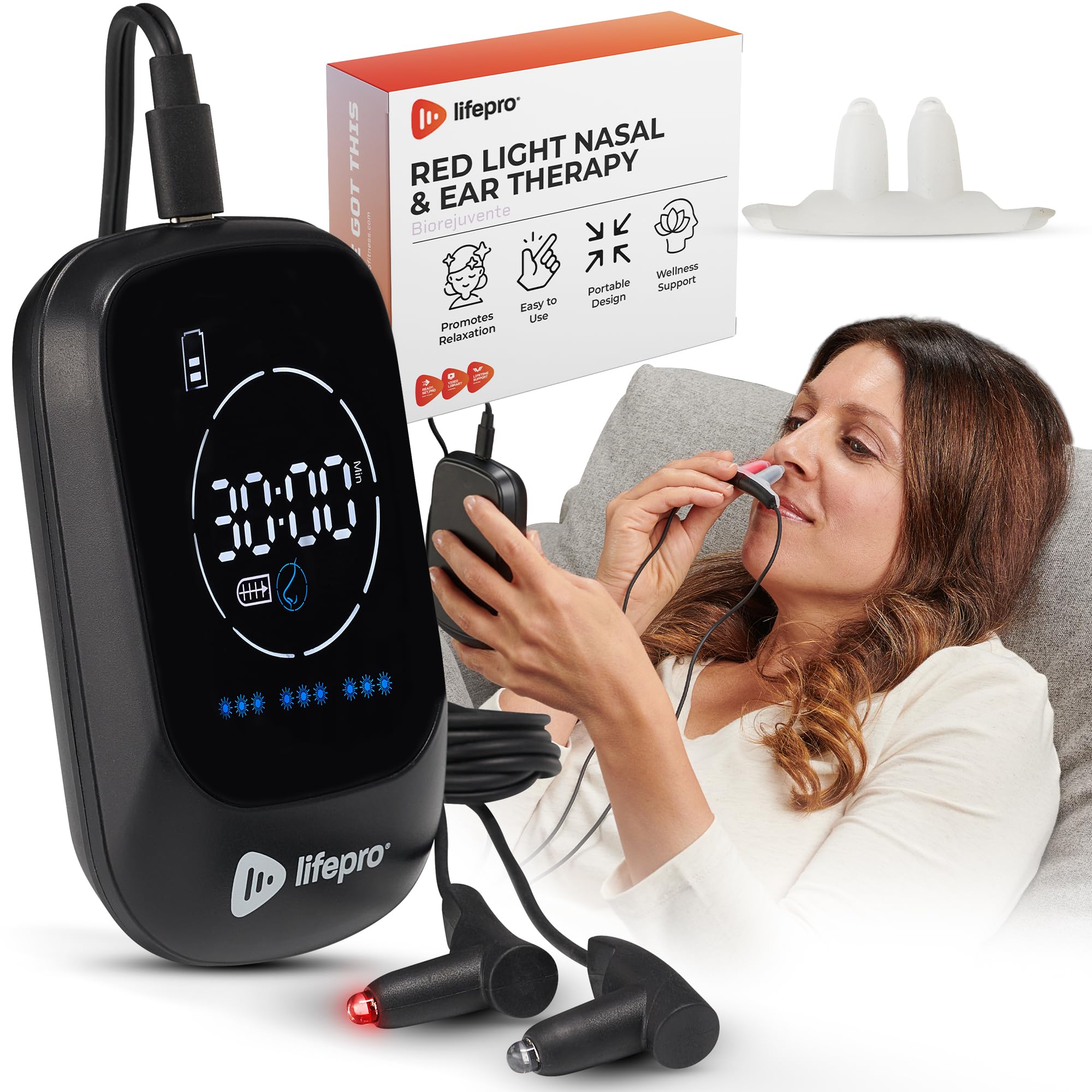 Lifepro Red Light Therapy for Nose & Ears - Rechargeable Near Infrared ...