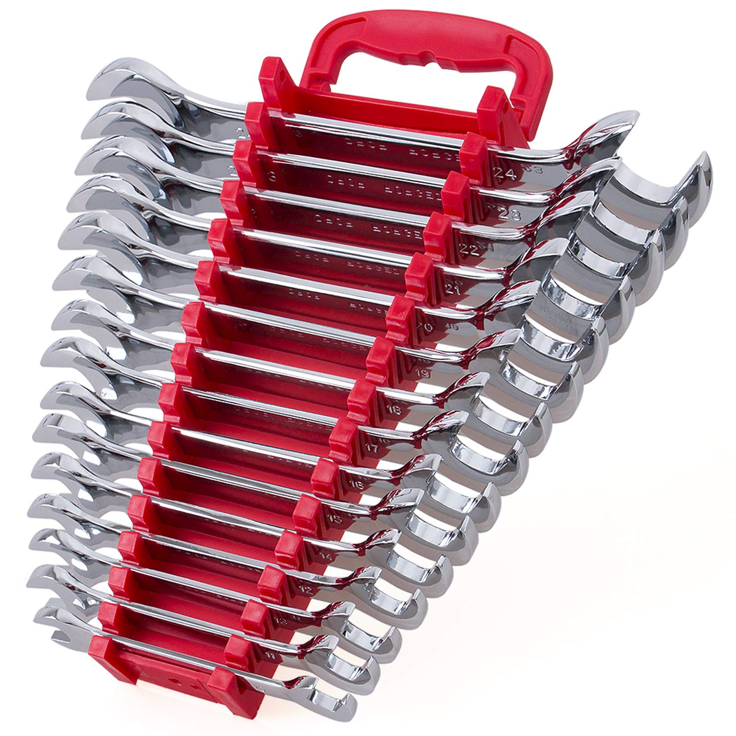 15-Piece Premium Angle Head Open End Wrench Set, Chrome Vanadium Steel ...