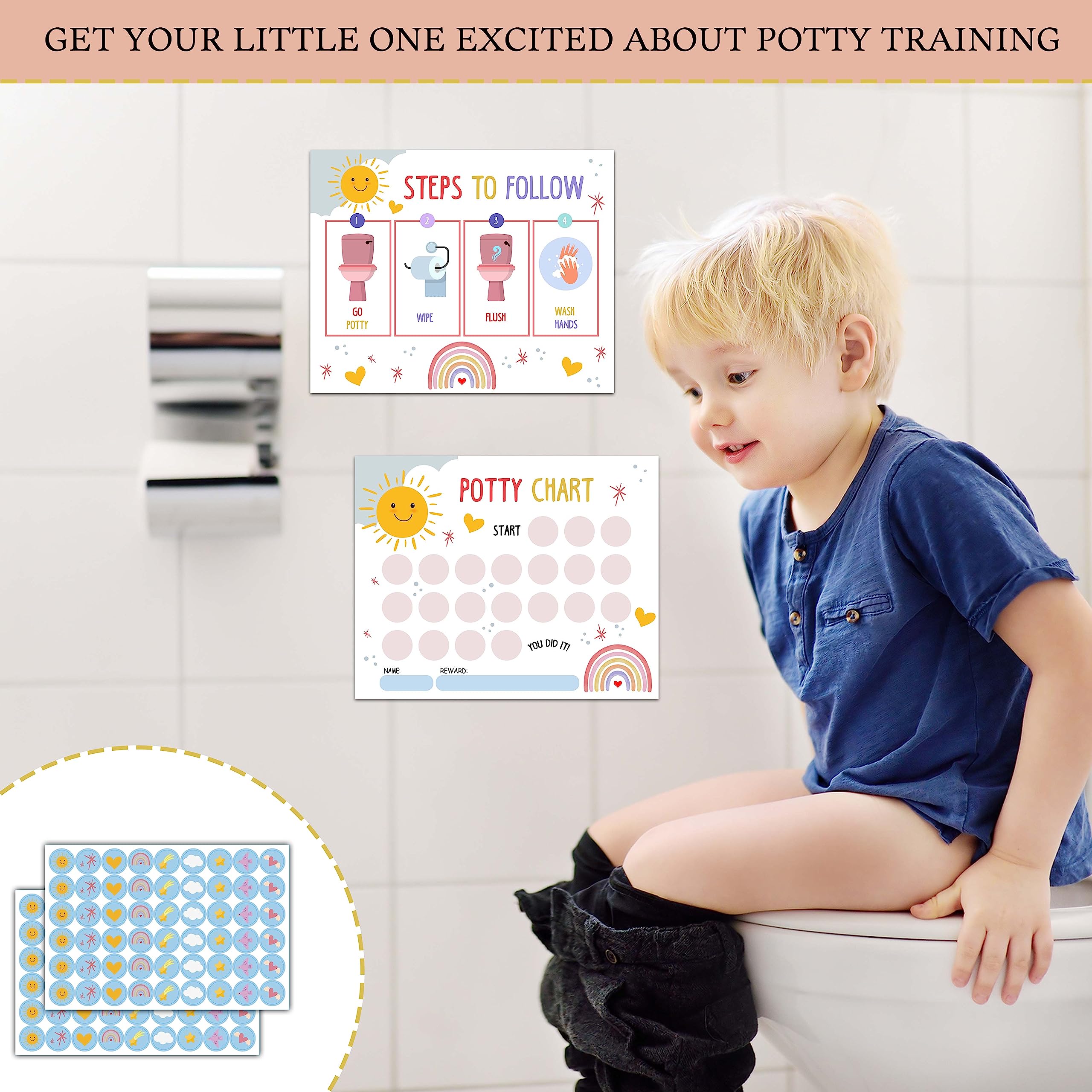Sun Rainbow Potty Training Sticker Chart, 20 Potty Charts With 432 ...