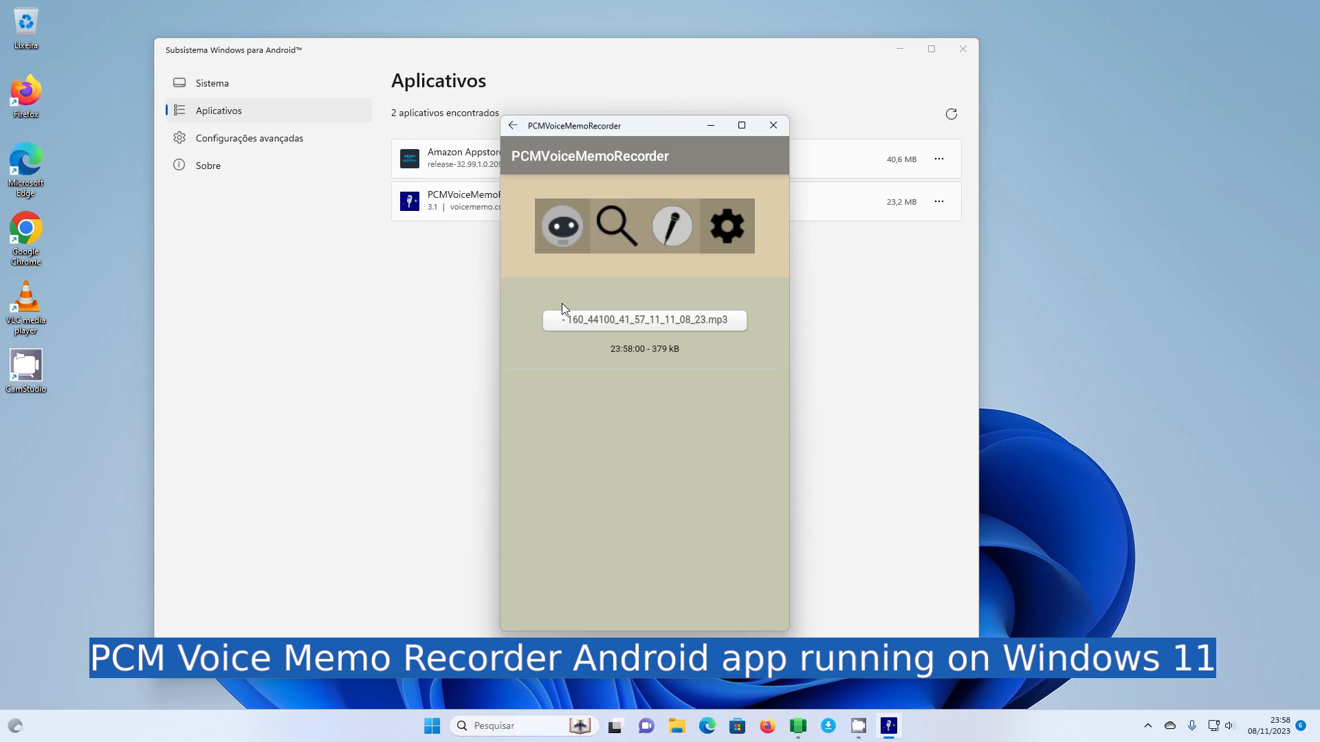 PCM VOICE MEMO RECORDER IS A TWO-IN-ONE APPLICATION, MP3 AUDIO RECORDER ...