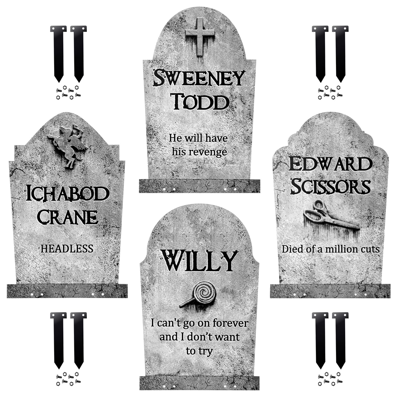 Graveyard Halloween Decorations Outdoor Tombstones: 4ct Large Metal ...