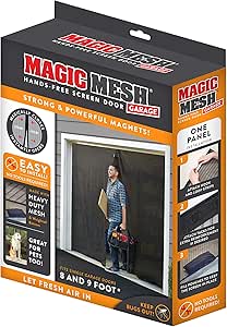 Magic Mesh Garage- Hands Free Magnetic Screen Door, Fits Single Garage ...
