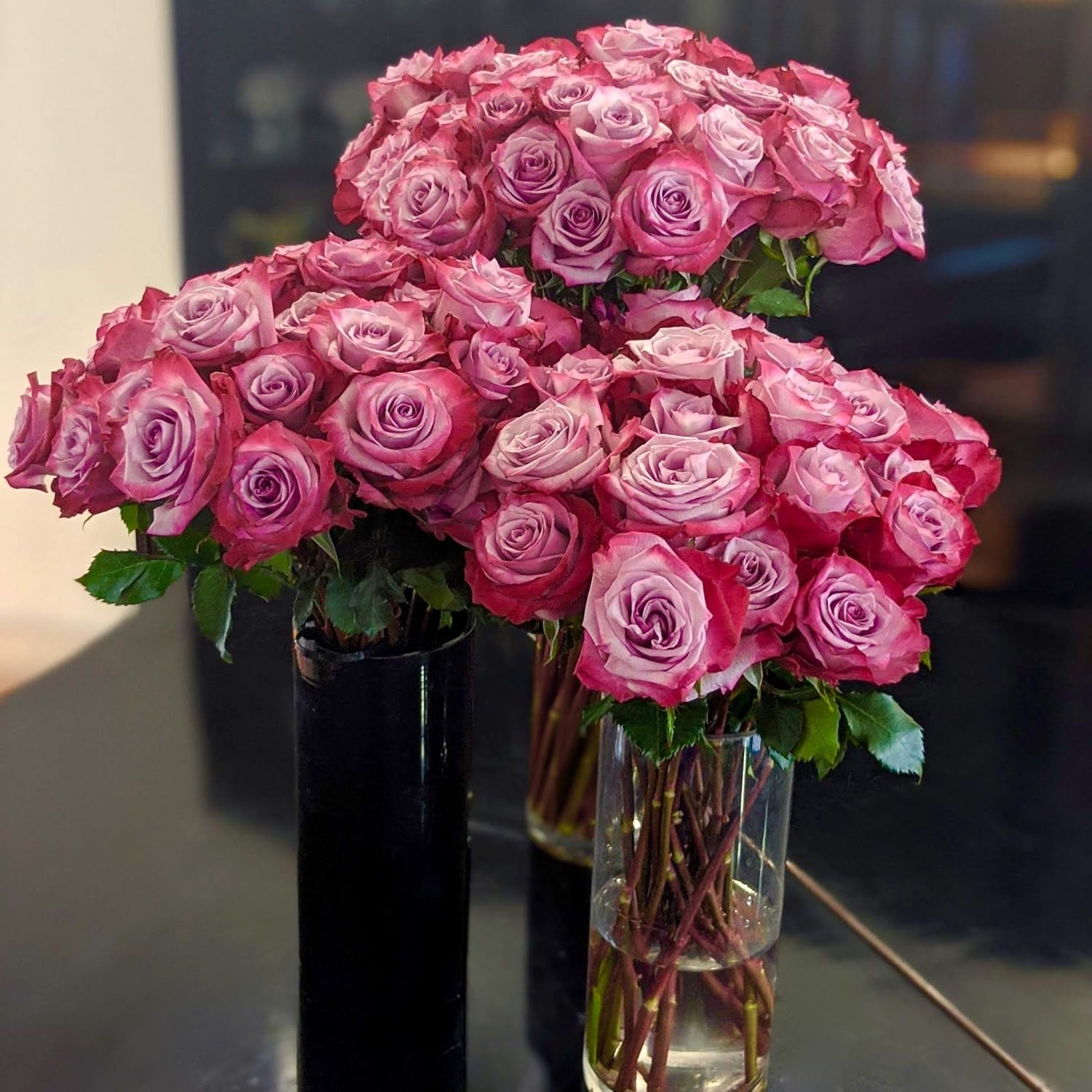 Amazon.com: Magenta/Lavender Bi-Colored Roses Flower Bouquet ...