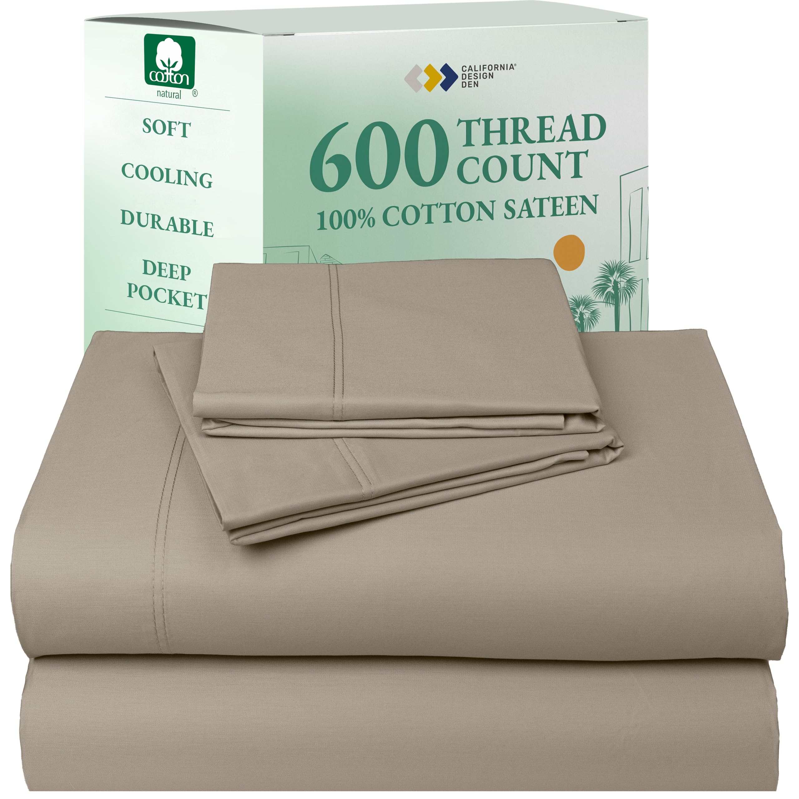 California Design Den - Luxury Full Size Sheet Set - 100% Cotton, 600 ...