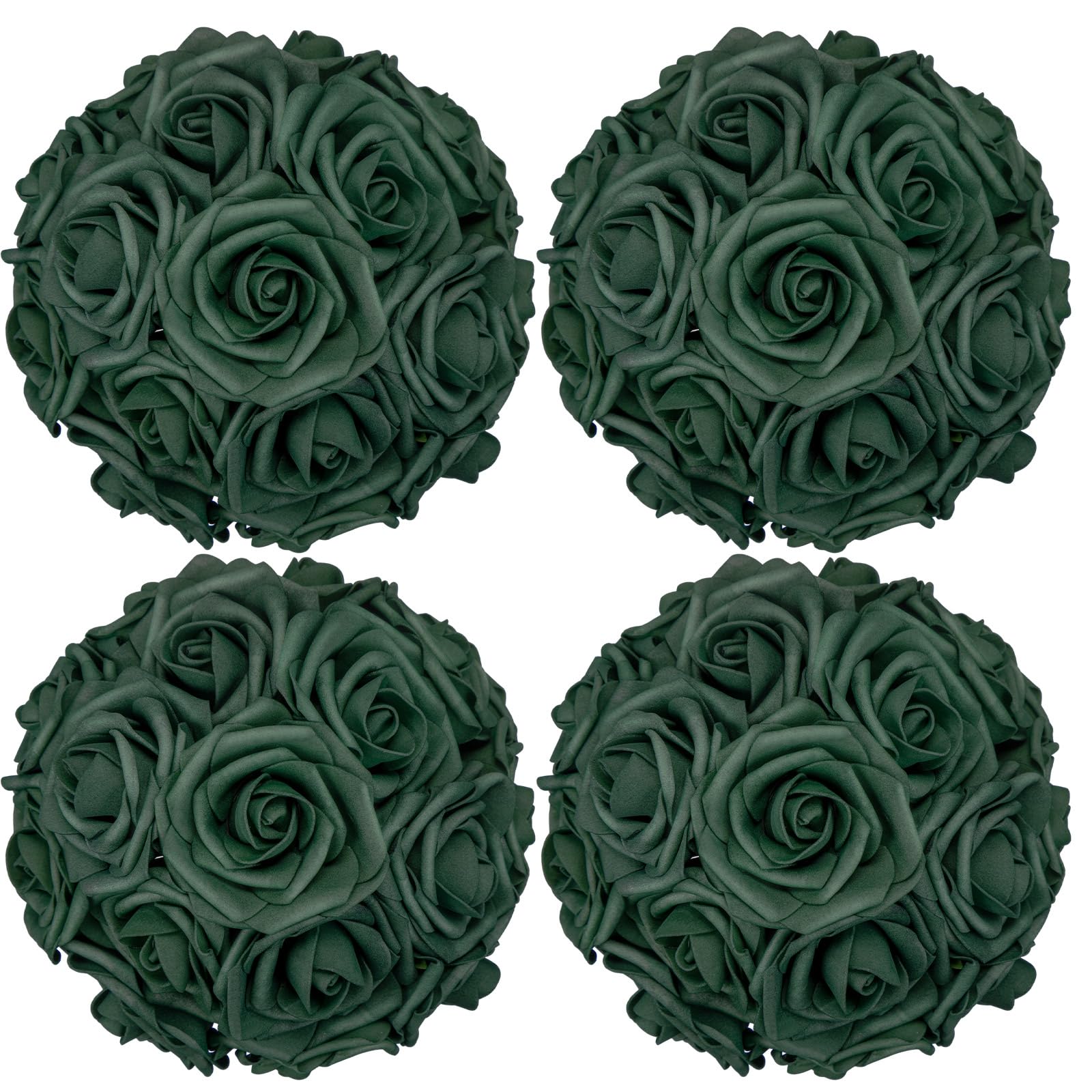 Tigeen 100 Pack Artificial Foam Rose Flowers with Stems Green ...