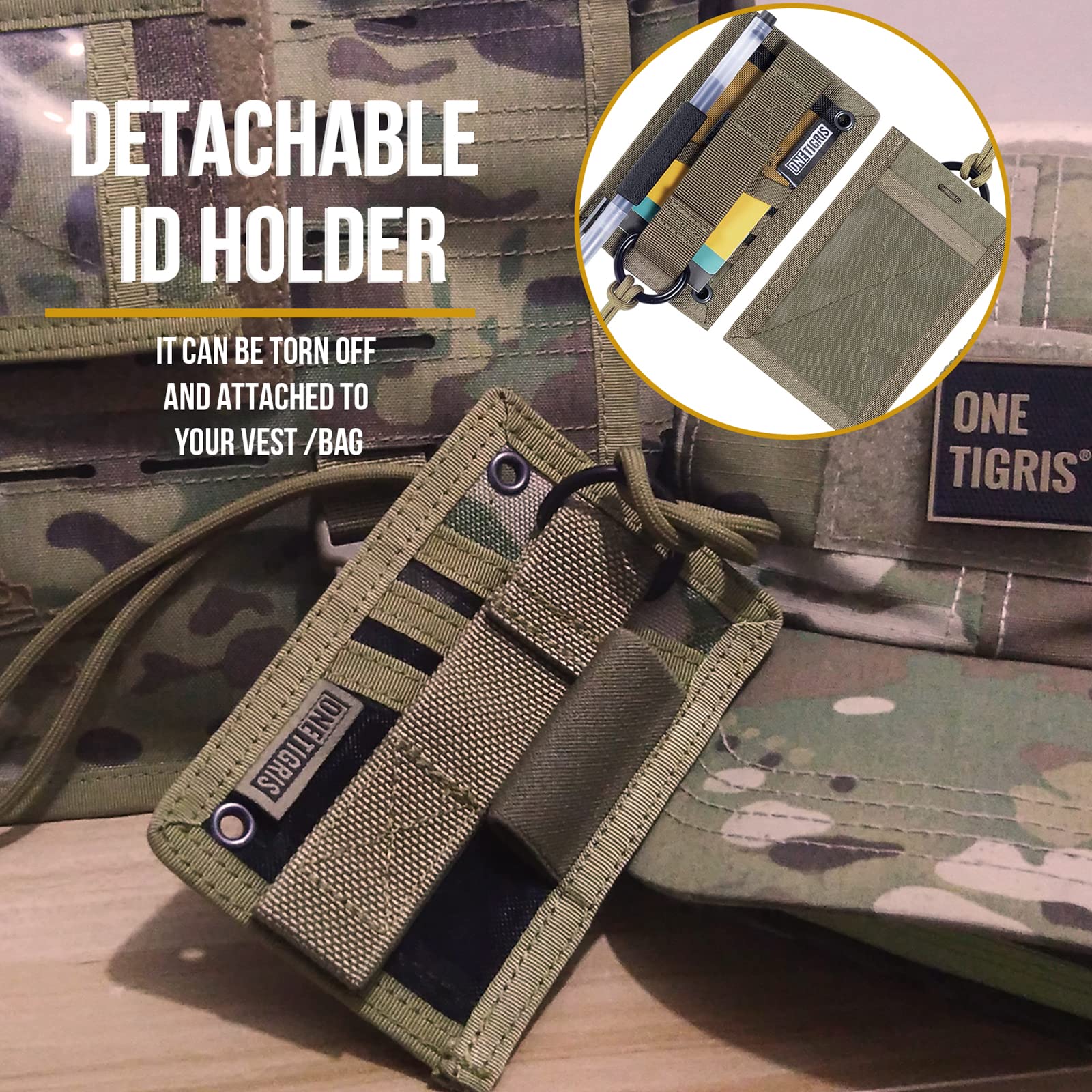 Mua OneTigris Tactical ID Card Holder Hook & Loop Patch Badge Holder ...