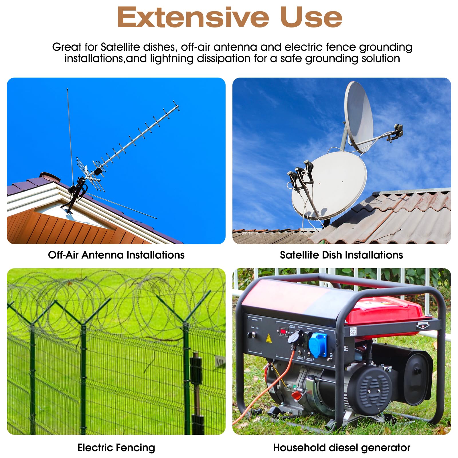 Mua CYANTEKOMS 3 Pack Grounding Rod with Clamp 4 Feet Long Copper ...