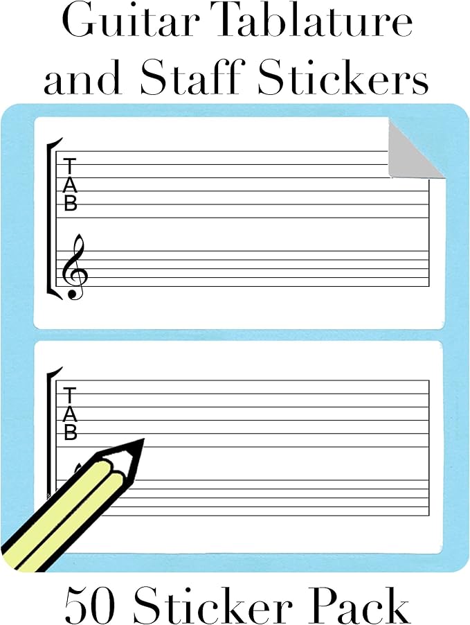 Amazon.com: Tab & Staff Stickers for Guitar (50 sticker pack) AT ...