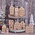 Amazon.com: 10 Pcs House Shaped Wooden Sign Block, Cutouts Christmas ...