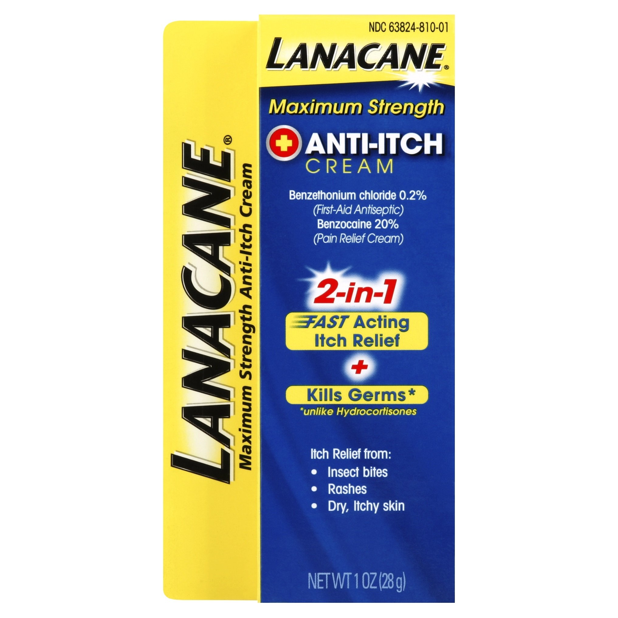 Lanacane Maximum Strength Anti-itch Cream, 1 oz., 2in1 Fast Acting Itch ...
