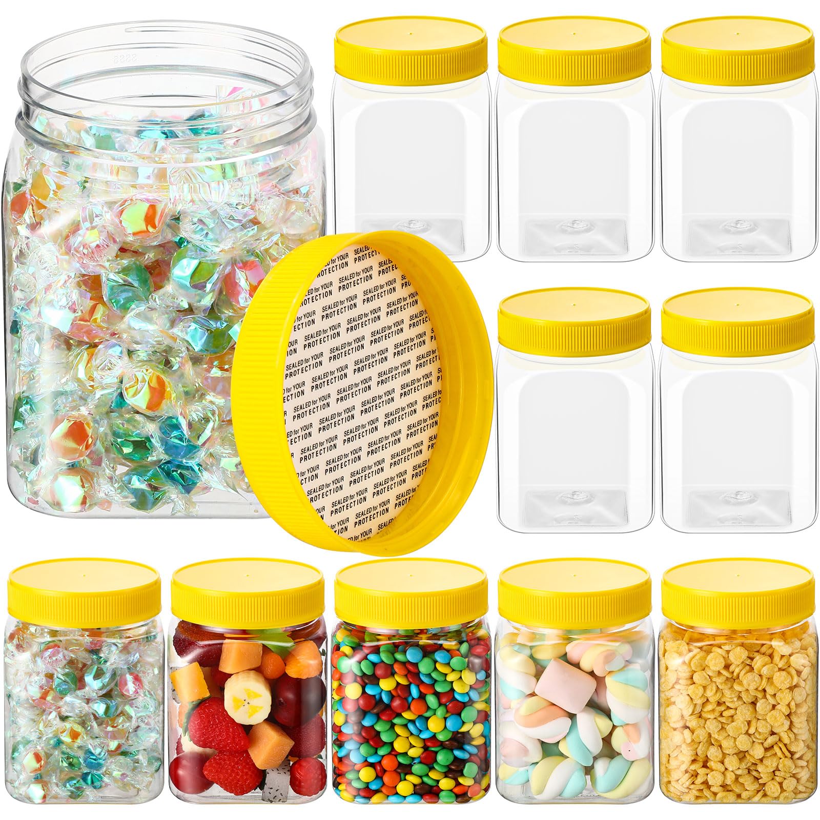 Nosiny 12 Pcs 24 oz Plastic Jars with Lids Airtight Food Containers ...
