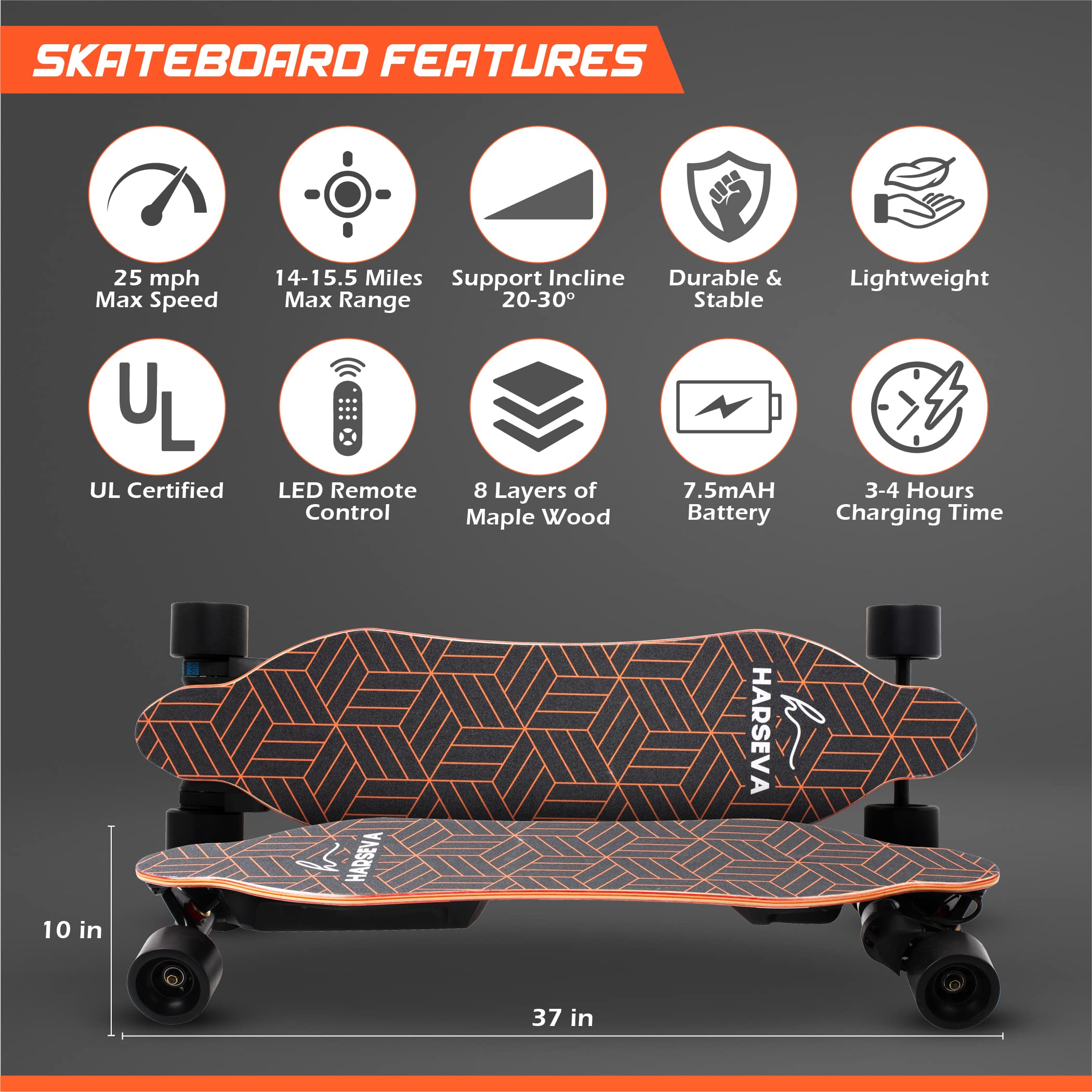 Mua HARSEVA Electric Skateboard - Motorized Skate Board with 1200W Dual ...