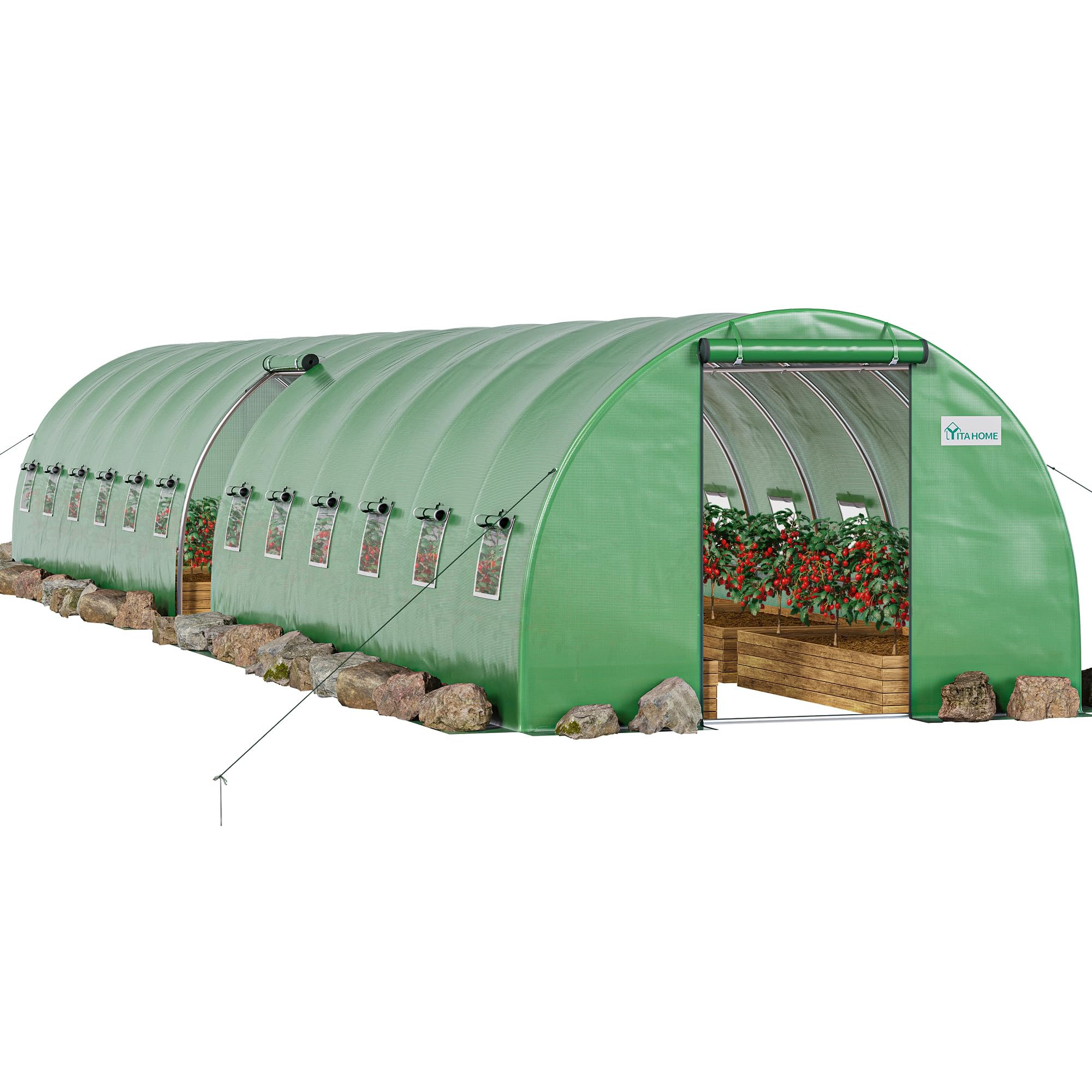 YITAHOME 26x10x7ft Greenhouse Extra Large Heavy Duty Large 2 Swing ...