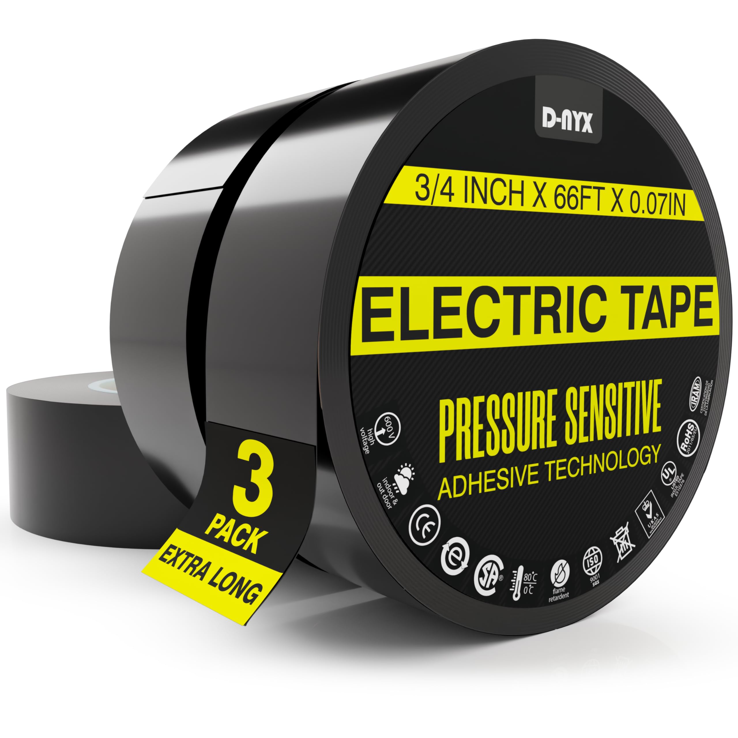 Mua 3 PACK EXTRA LONG Vinyl Electrical Tape Rolls Waterproof Flame Heat ...