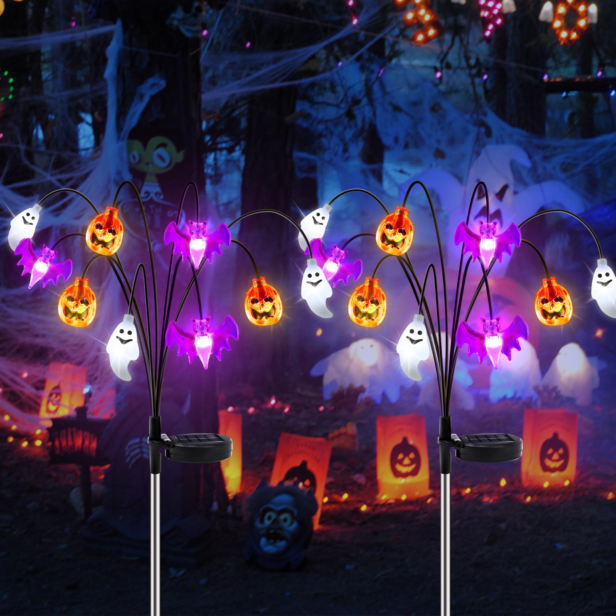 Solar Halloween Pathway Lights Halloween Decorations Outdoor, 8 Light ...