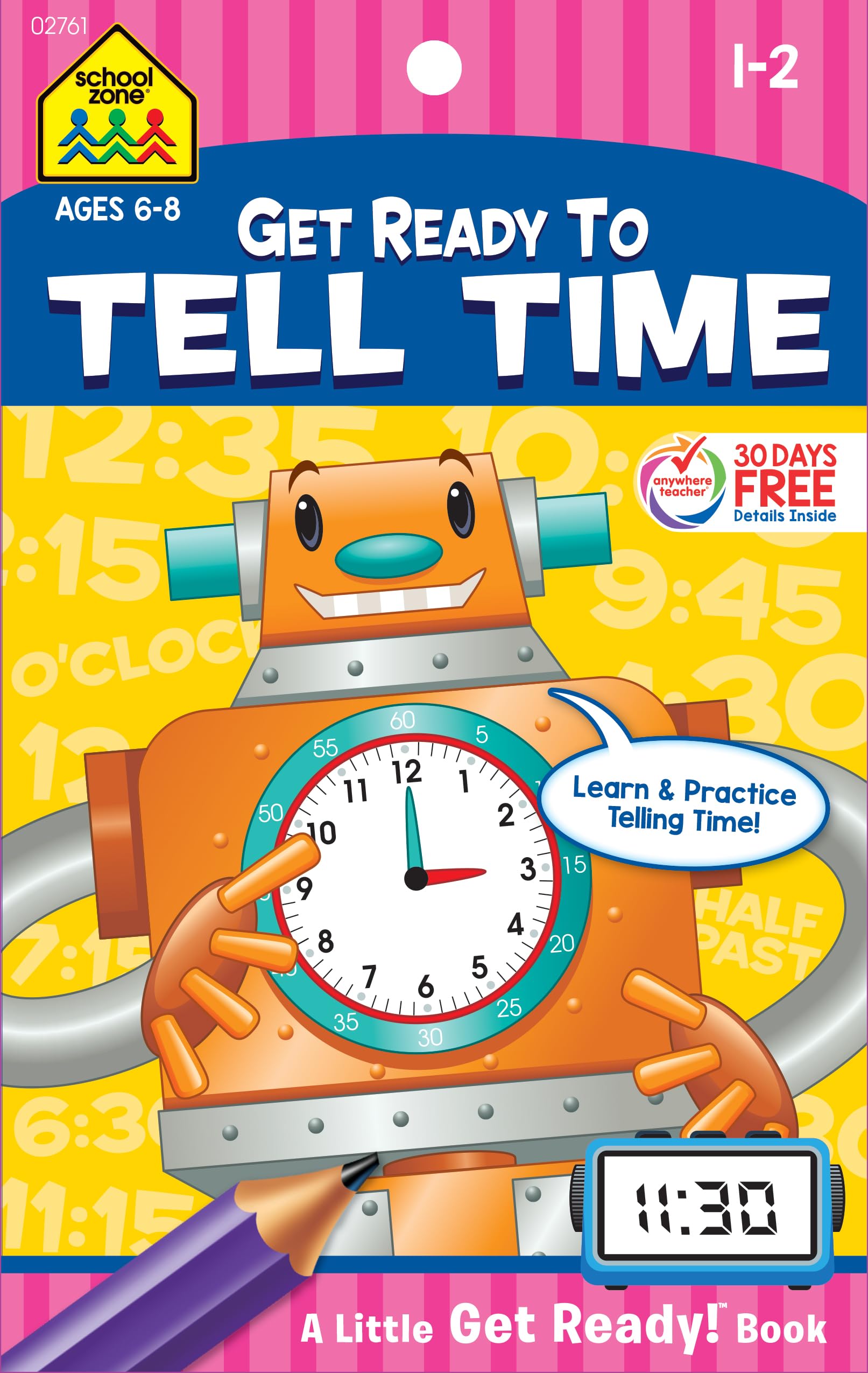 Mua School Zone Get Ready To Tell Time Workbook: 48 Pages, 1st Grade ...