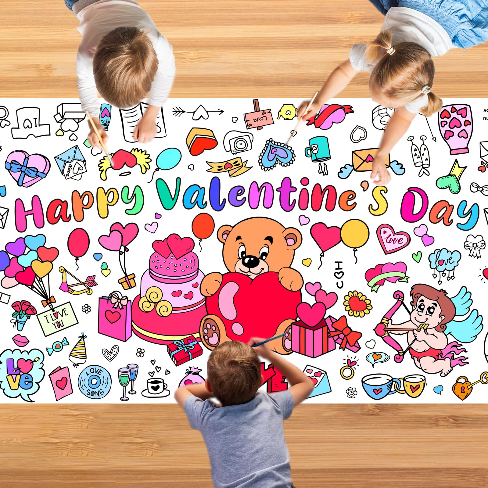 Zhzcncg Valentine's Day Giant Coloring Poster,30x72 Inch Drawing Paper ...