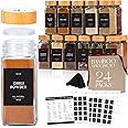 Amazon.com: Bamboo Glass Spice Jars with Label and Shaker Lids Clear Empty 4oz 24 Pack Bottles ...