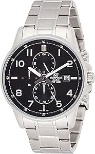 Casio EDIFICE Reloj en caja sólida, 10 BAR, Negro, para Hombre, con Correa de Acero inoxidable ...