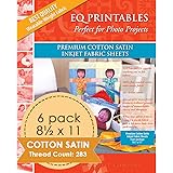 Amazon.com: EQ Printables Premium Cotton Satin Inkjet Fabric Sheets 8.5 ...