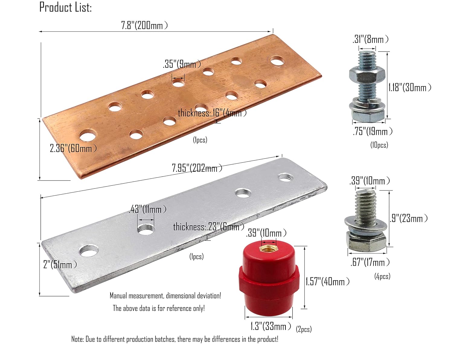 RoHS CNBST 2011/65/EU LBY .157 x 2.36 x 7.8Copper Ground Bar Kit with ...