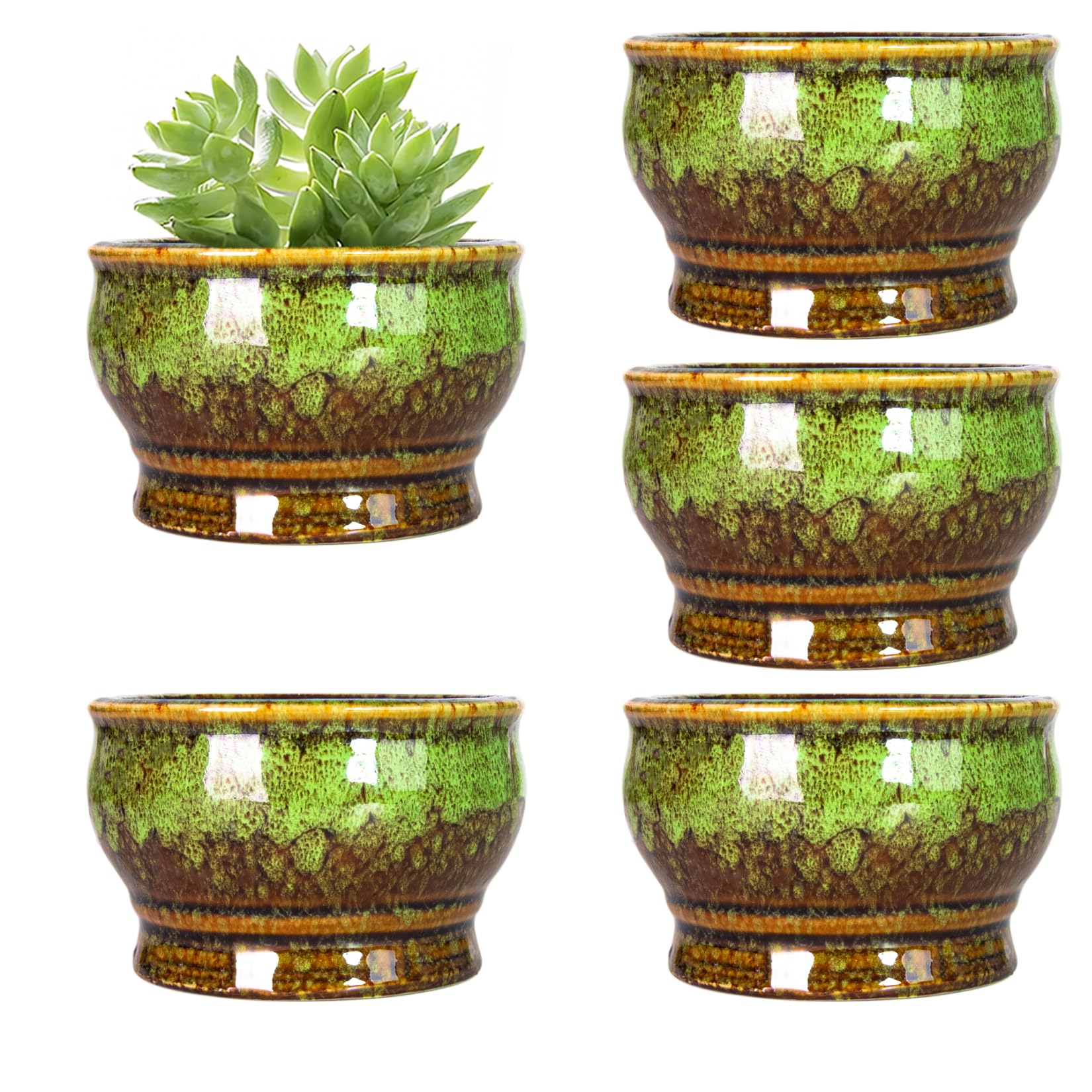 ARTKETTY Succulent Pots - 4.3 Inch Small Plant Pots with Drainage Set ...