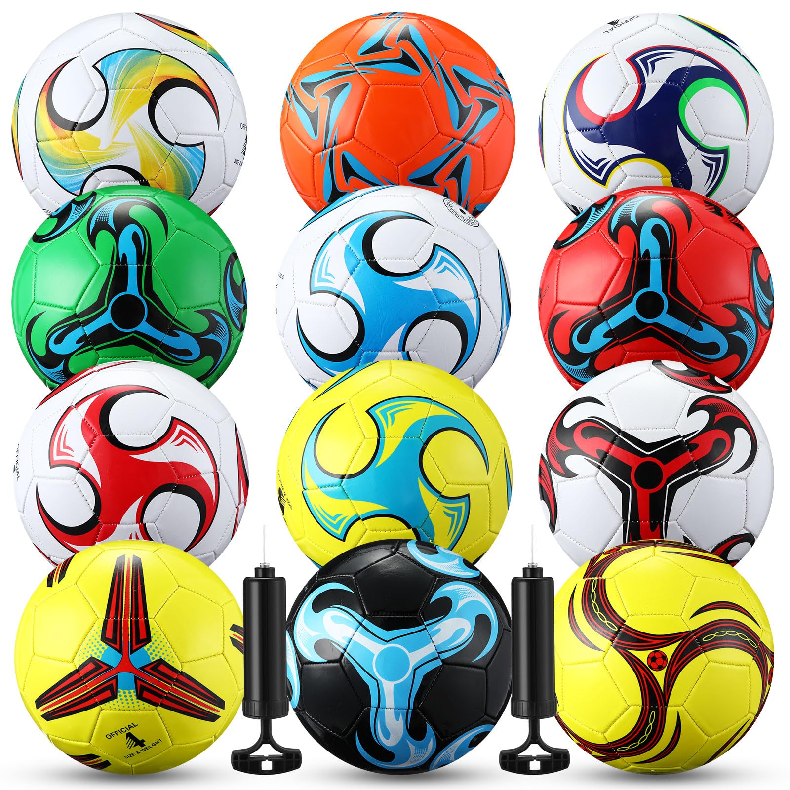 Lunmon 12 Pcs Bulk Soccer Balls with 2 Pump Official Size Deflated ...