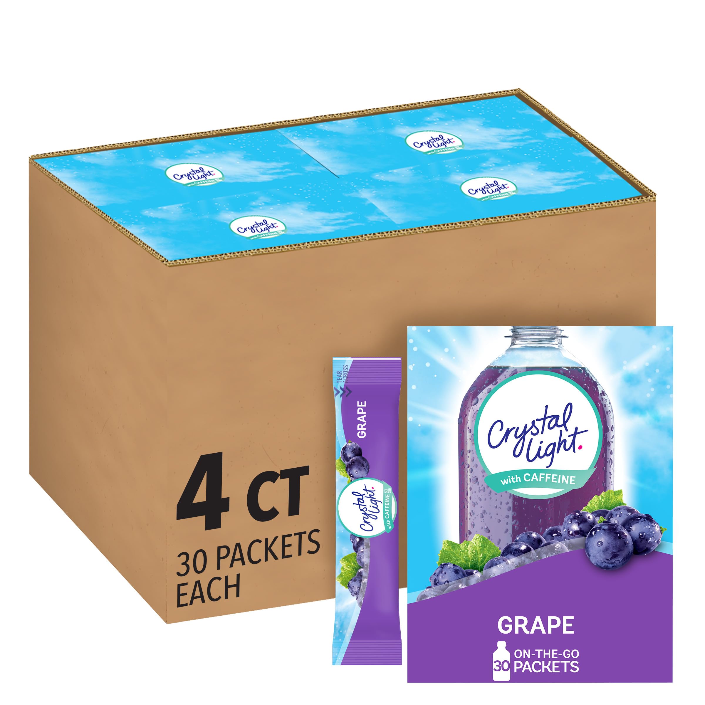 Crystal Light Grape Naturally Flavored Powdered Drink Mix with Caffeine ...