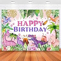 Amazon.com : Avezano Pink Dinosaur Backdrop Dinosaur Themed Happy ...