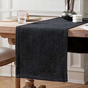 Amazon.com: ZeeMart Burlap Style Farmhouse Table Runners 72 Inches Long, Black Rustic Woven ...