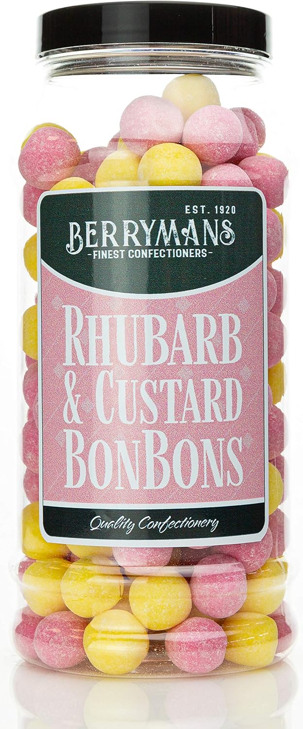 Original Rhubarb & Custard BonBons Retro Sweets Gift Jar by Berrymans ...