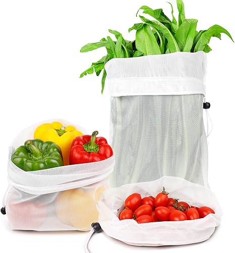 Mesh Reusable Produce Bags for Fruit and Veg/Net Produce Bags Eco ...