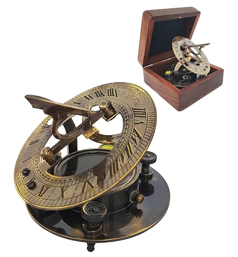 The New Antique Store - Sundial Compass in Box - Nautical Marine Pocket ...