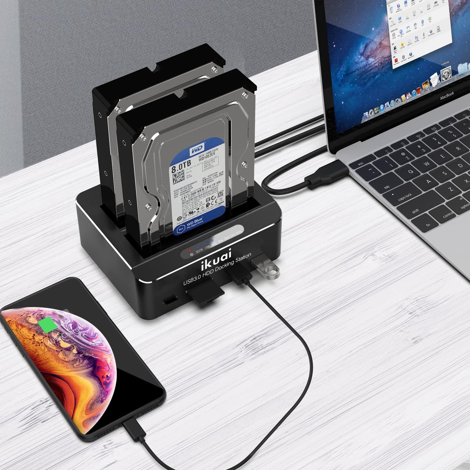 Mua ikuai SATA to USB 3.0 Dual Bay Hard Drive Dock for 2.5"/3.5" SATA ...