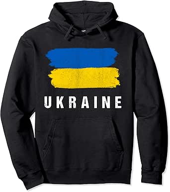 Amazon.com: Painted Ukraine Flag Pullover Hoodie | Ukrainian Flag Hood ...