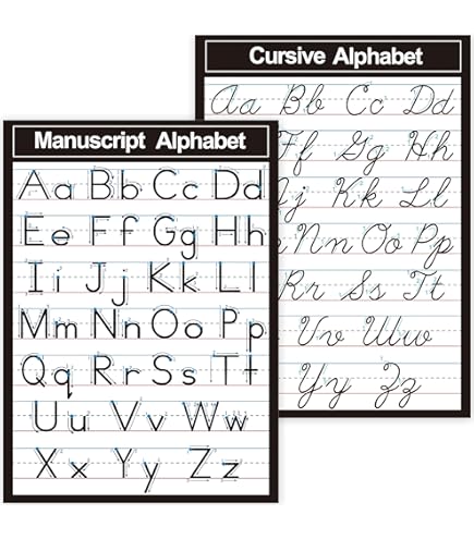 Abc Cursive Script Alphabet Poster Size Small Chart Laminated Teaching