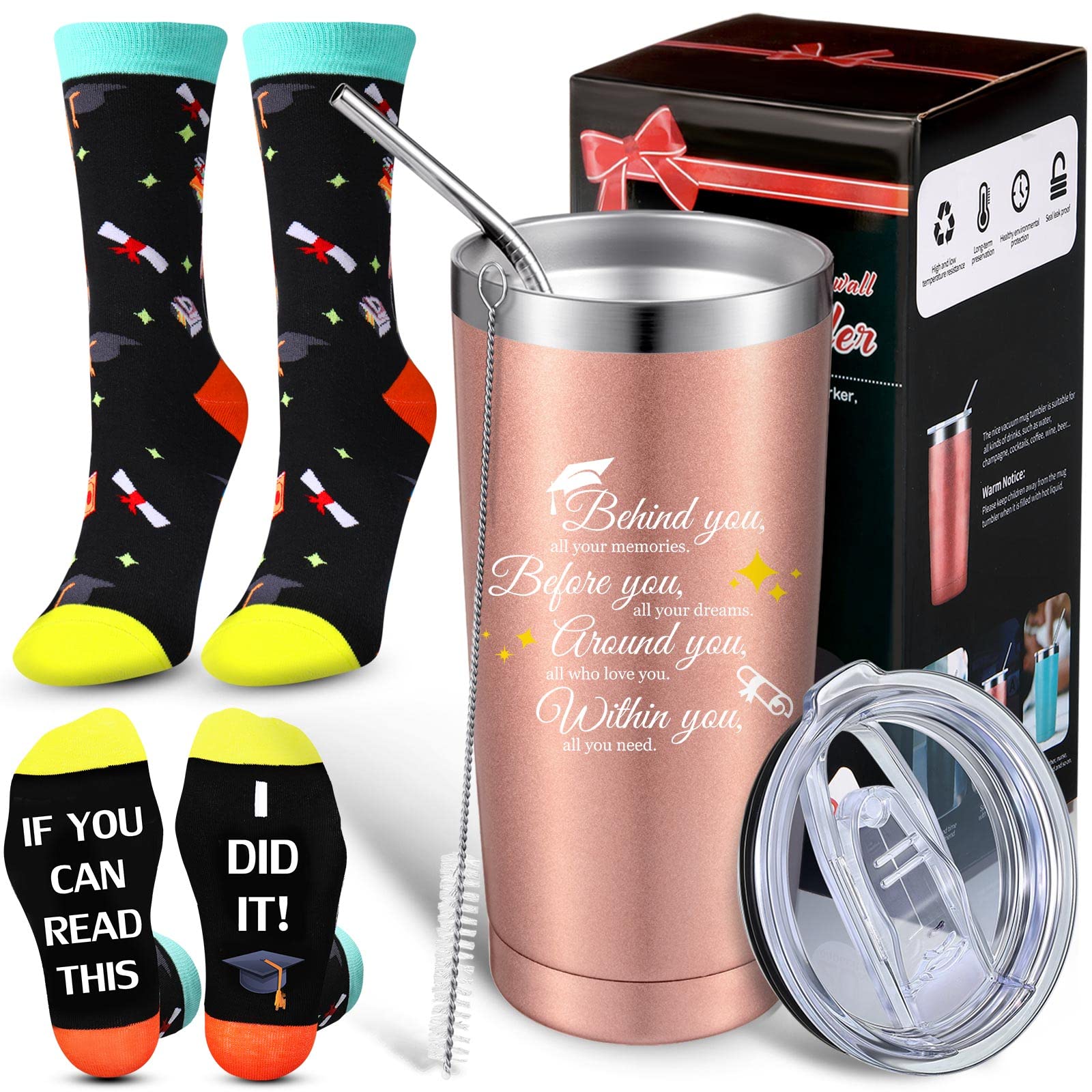 Patelai Inspirational Graduation Gift for Her Him 2024 Behind You All Your Memories Travel ...